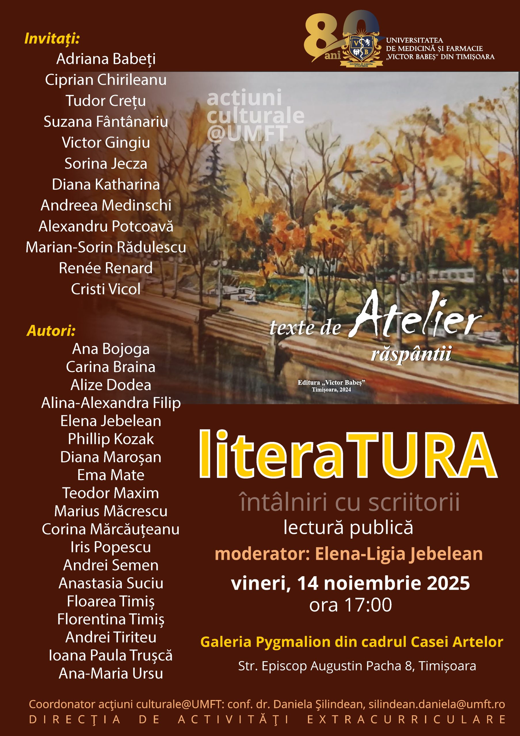 22 – LiteraTURA – întâlniri cu scriitori: Lectură publică „texte de ...